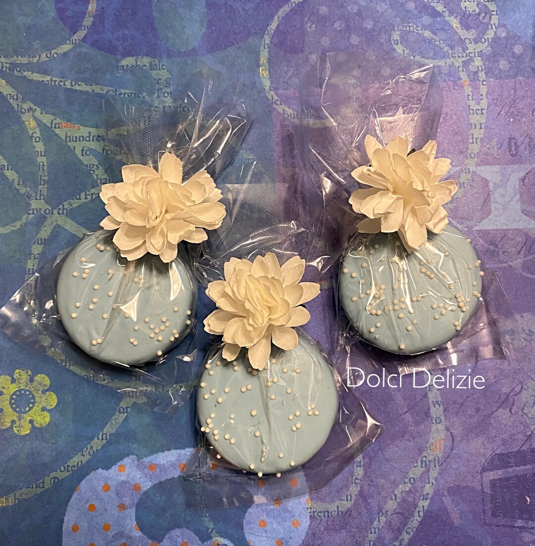 Blue White Chocolate Covered Oreos, Blue Flower Oreos, Boys Baby ...