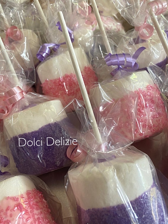 Pink And Purple Marshmallow Pops Marshmallow Candy With Chocolate And