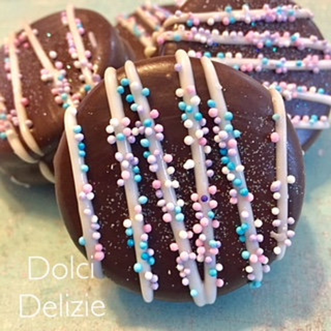 Blue and Pink Chocolate Covered Dipped Oreos, Pastel Cookies, Gender ...