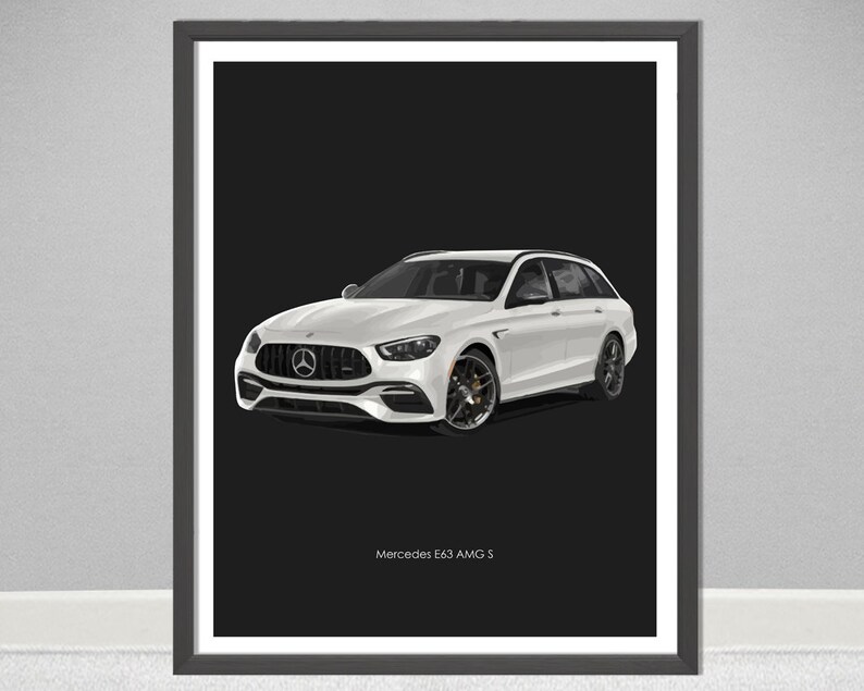 Mercedes E63 AMG S Wagon White Car Art Poster Print - Etsy