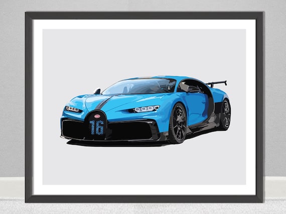 Bugatti Chiron Car Poster Car Art Print Hypercar | Etsy