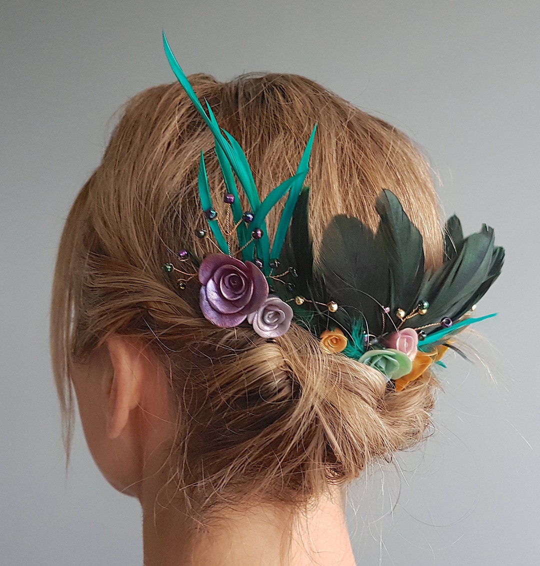 Floral Half Crown | Rose Headpiece | Handmade Hair Accessory | Bridal ...