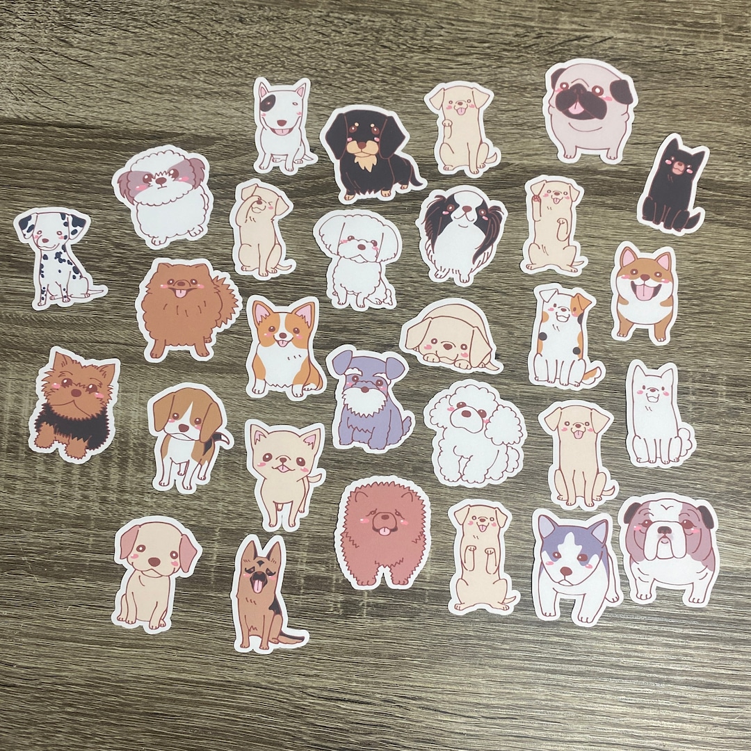 Kawaii Dog Stickers, Dog Lover Gift, Gifts for Kids, Kawaii Decals, Die ...