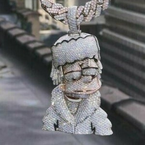 Bart Simpson Round Cut Diamond Pendant / Men's Hip Hop - Etsy