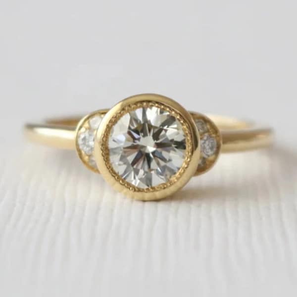 Bezel Set Engagement Ring - Etsy