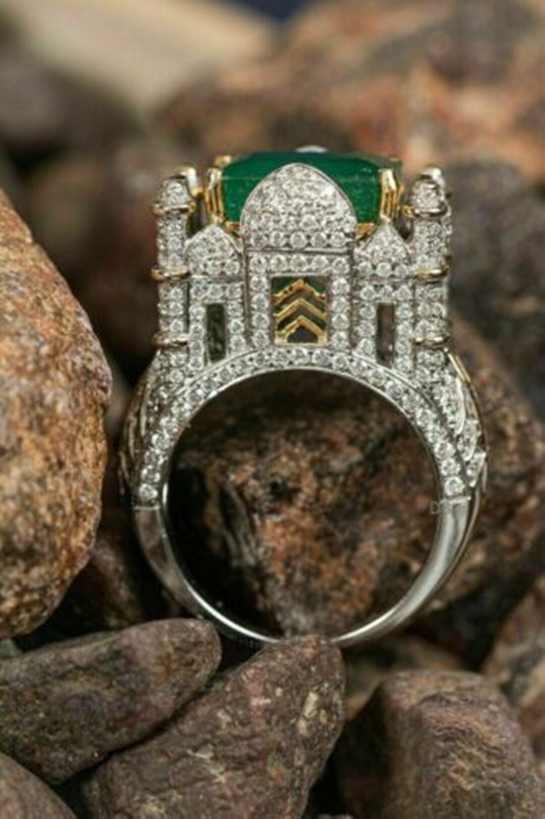 Beautiful taj Mahal Inspired Ring, Two Tone Cocktail Ring, Fine ...