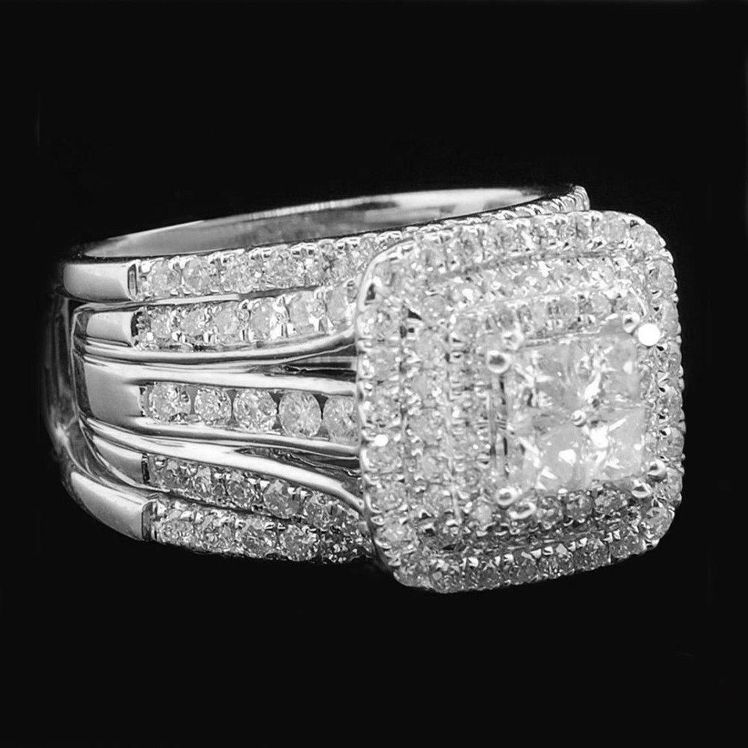 Luxurious 2.87CT Princess and Round Diamond Pave Set Ring - Etsy