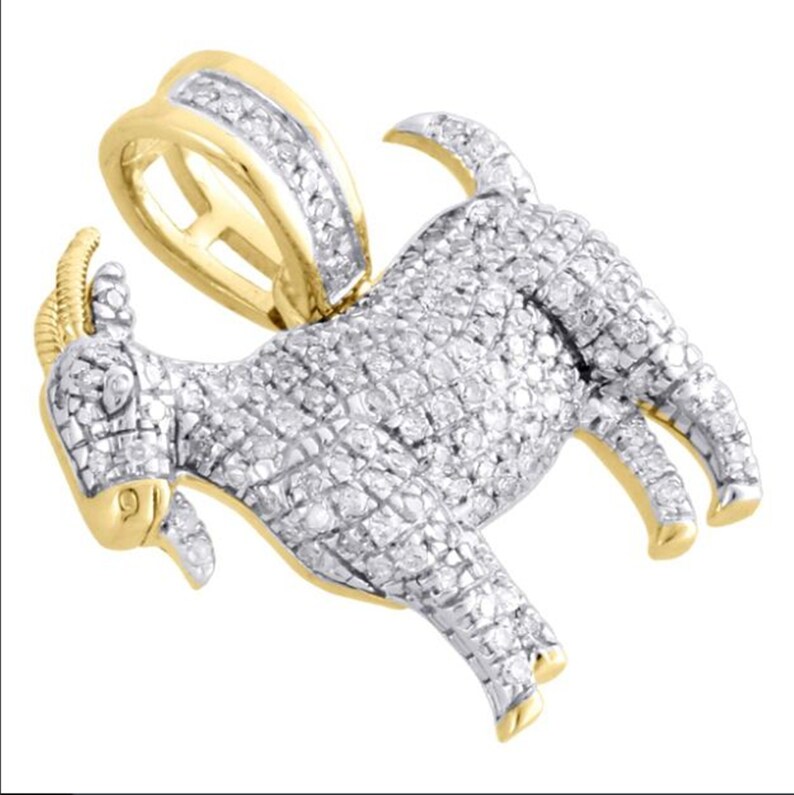 GOAT White Round Cut Moissanite Diamond Pendant, Birthday Gift Pendant ...