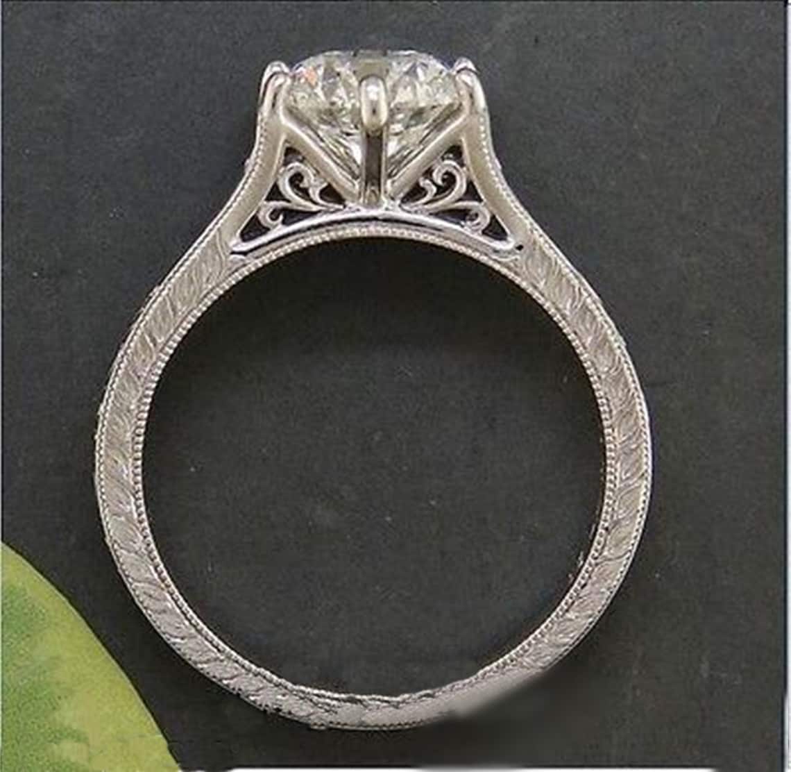 Vintage Engraved Shank Solitaire Diamond Ring Edwardian - Etsy