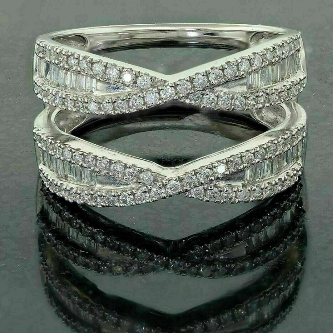 Women's Enhancer Guard Ring, Baguette With Round Cut Diamond Ring ...