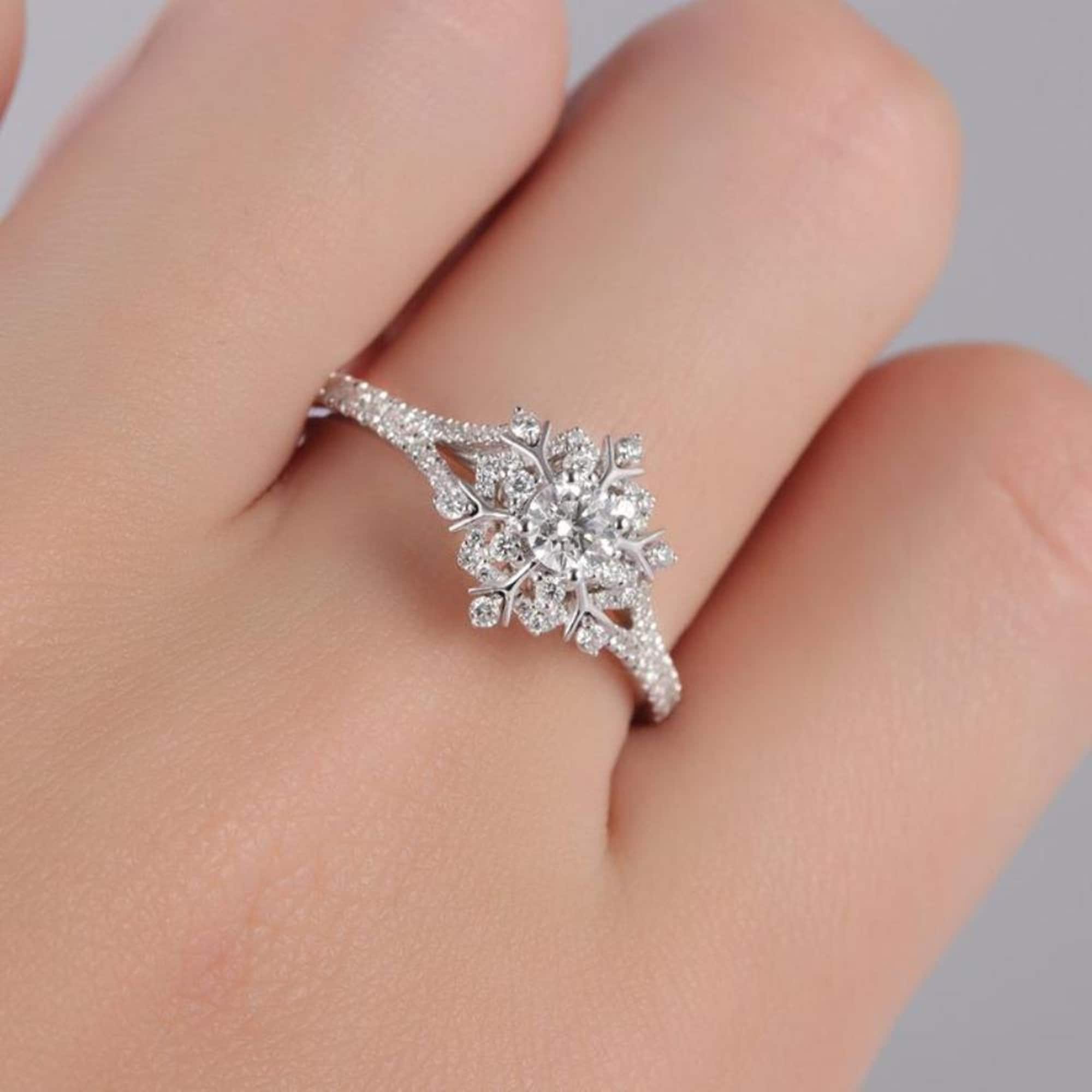 Beautiful Snowflake Design Diamond Ring Round Cut CZ or | Etsy