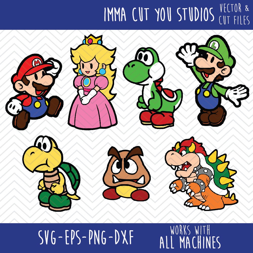 Mario Character Set (SVG, EPS, PNG, Dfx) Cut Files for Use With ...