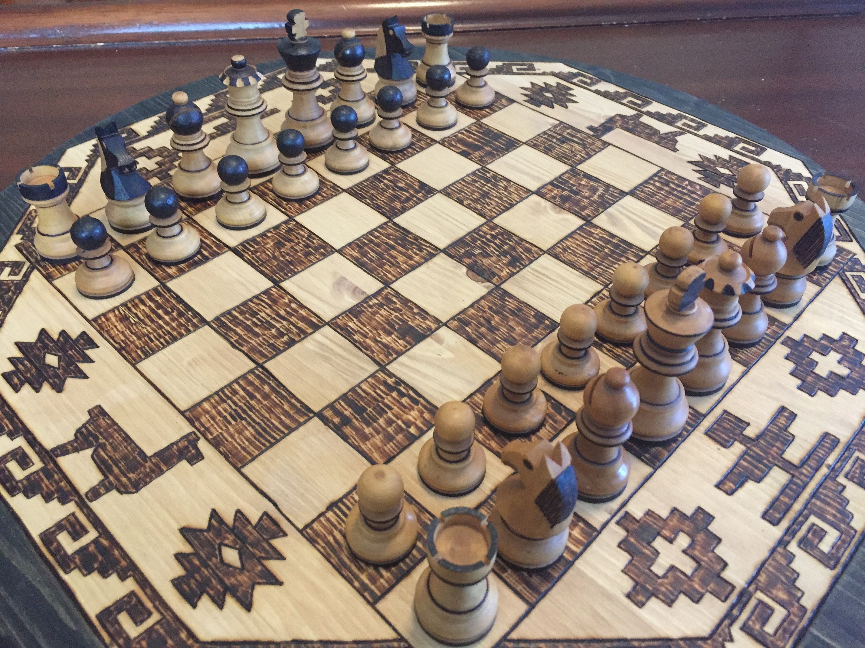 Custom Burned Chess Set W/ Burned Pieces Intricate - Etsy