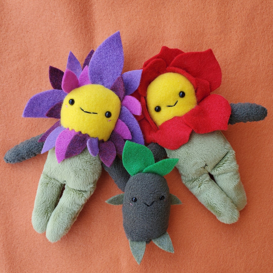 Flower and Sprout Plushies Handmade Stuffed Animals - Etsy