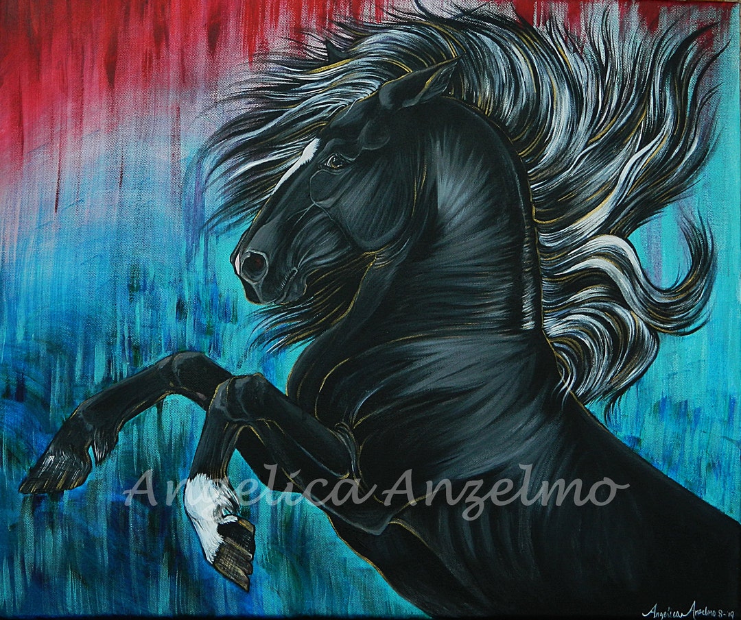 Rearing Horse Painting Giclee Art Print - Etsy