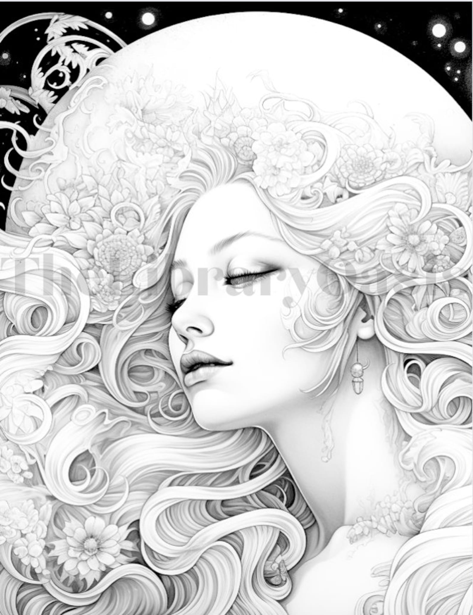 10 Moon Goddess Coloring Pages / Celestial Coloring / Printable PDF ...