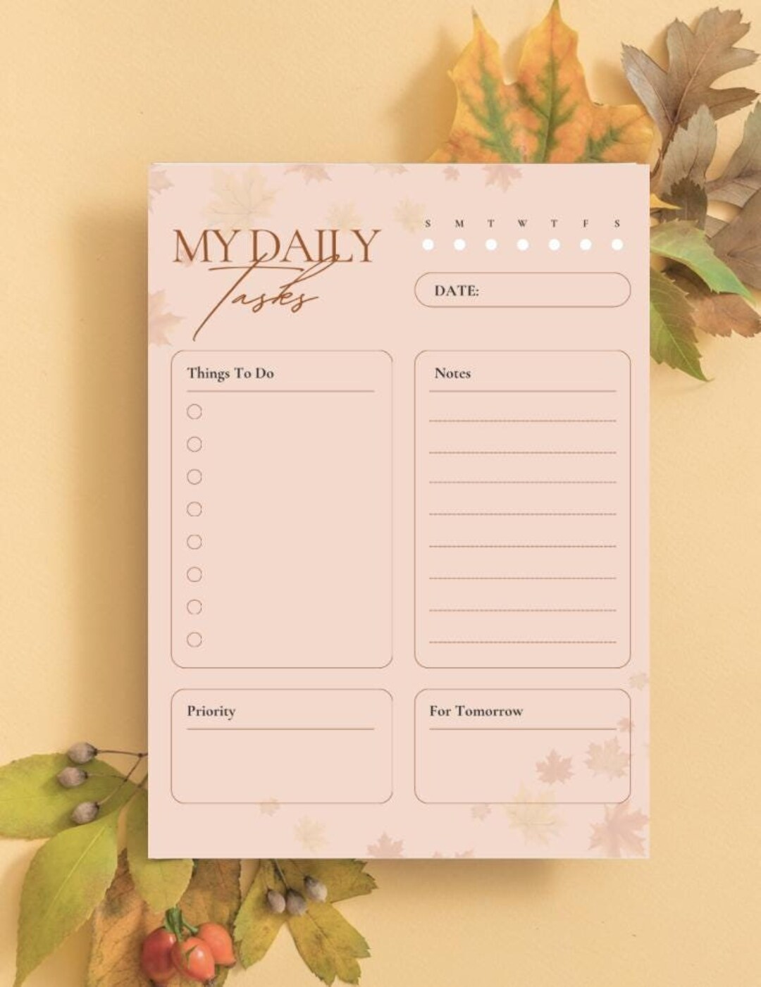 Daily Fall Inspired Planner / Printable PDF / Digital Download - Etsy