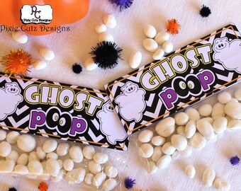 Emoji Halloween Bag Topper Printable Ghost Poop Treat Bag | Etsy