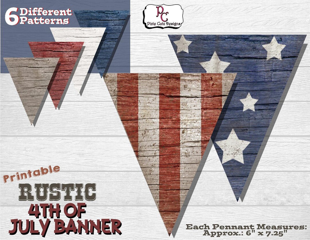 Printable Rustic 4th of July Banner - Etsy