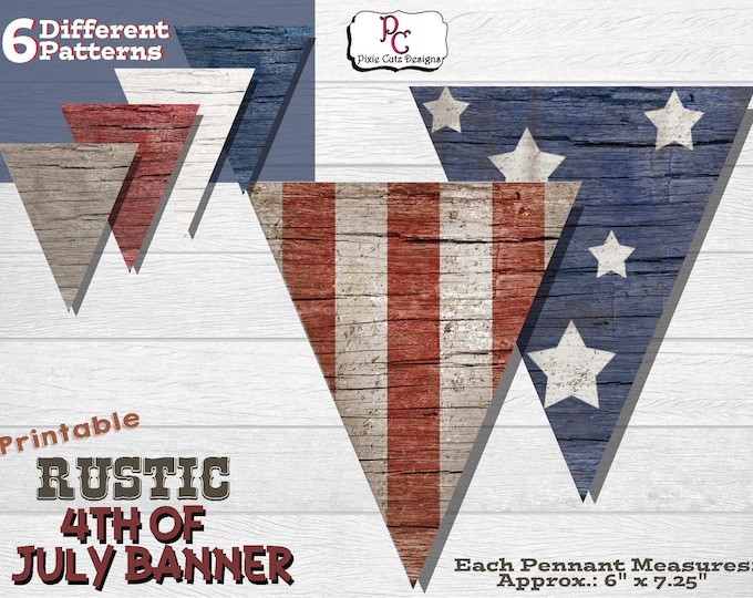 Printable Rustic 4th of July Banner - Etsy