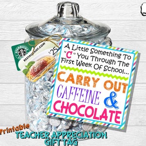 Teacher Appreciation First Day of School Printable Gift Tag; Tabeg1 - Etsy