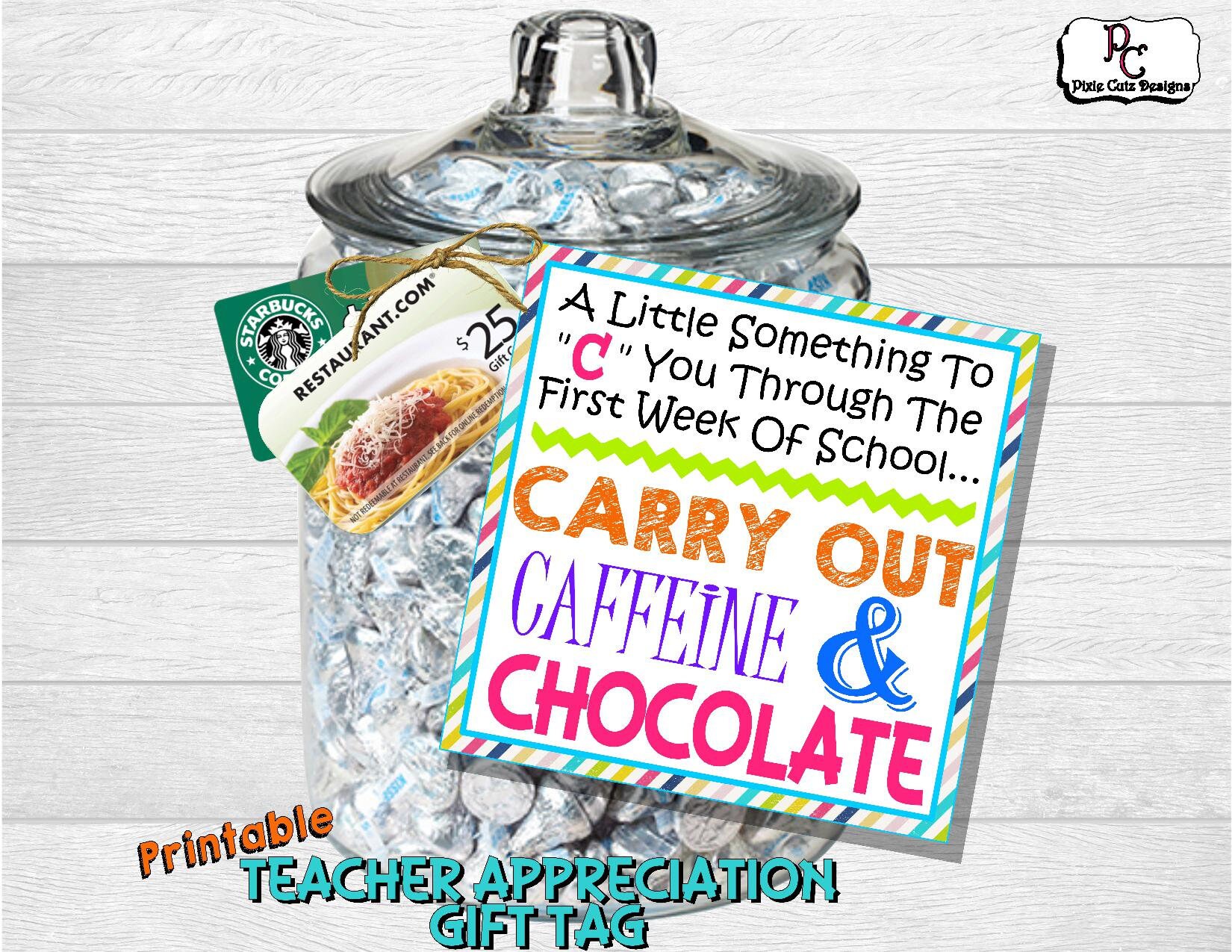 Teacher Appreciation First Day of School Printable Gift Tag | Etsy