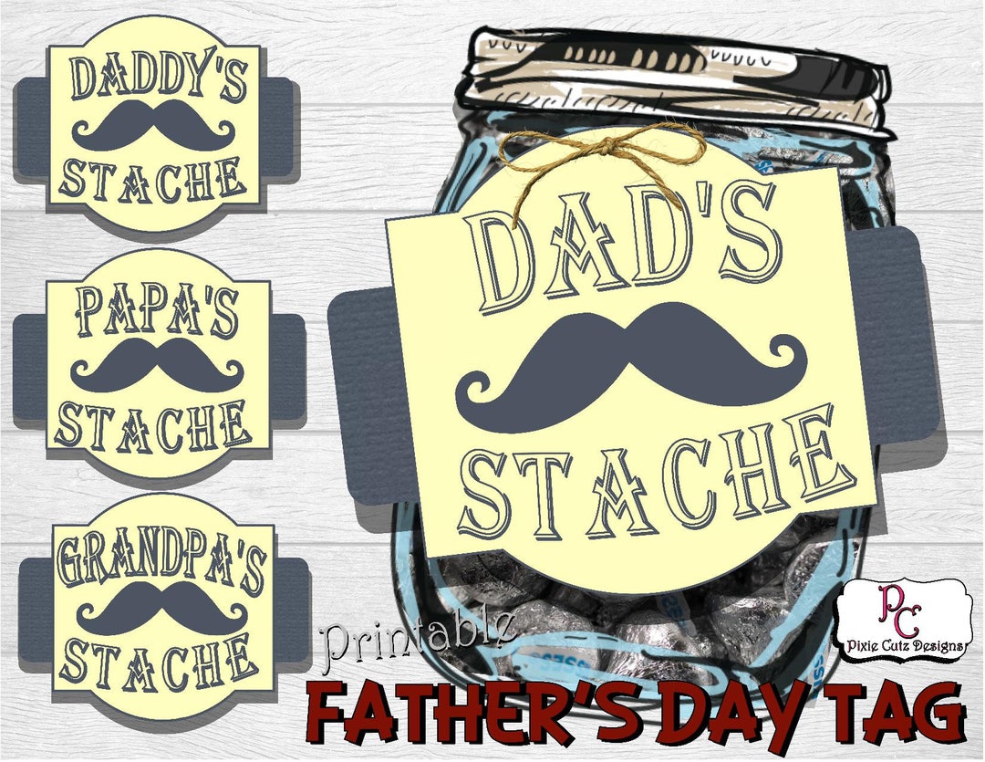 Father's Day DAD'S 'STACHE Printale Tag - Etsy