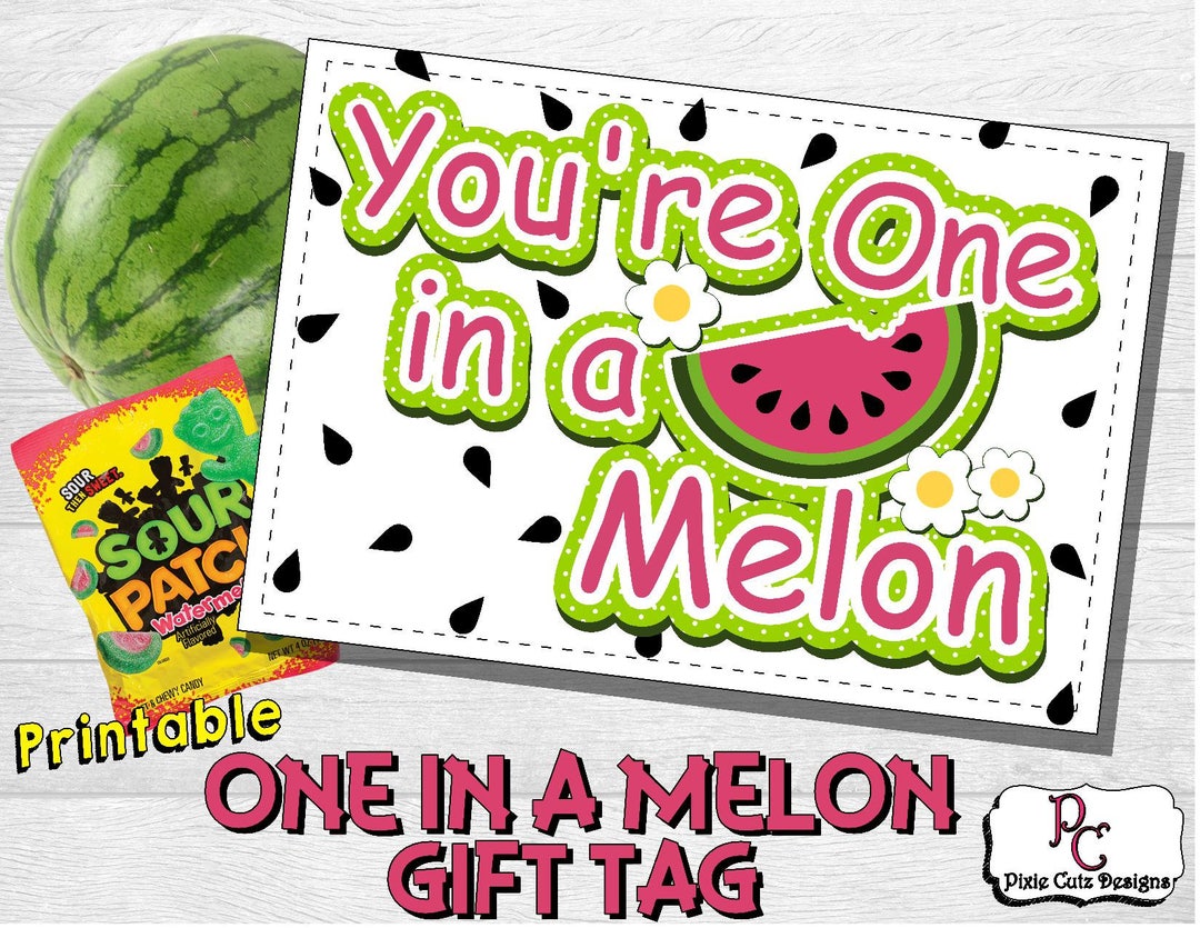 You're One in A Melon Printable Gift Tag; Melon Gift Tag; You Are One ...