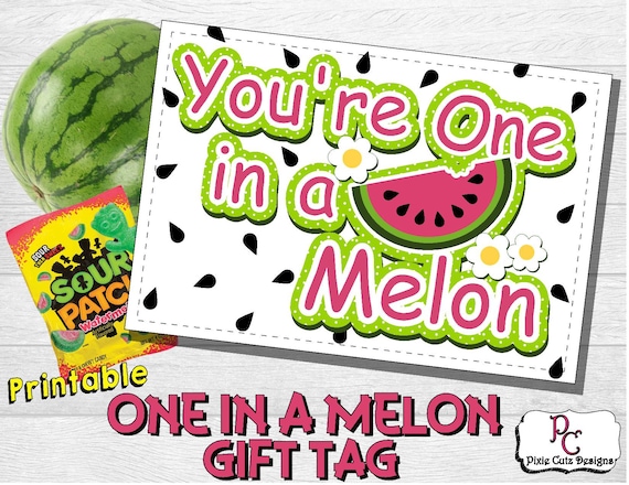 You're One in A Melon Printable Gift Tag Melon Gift Tag | Etsy