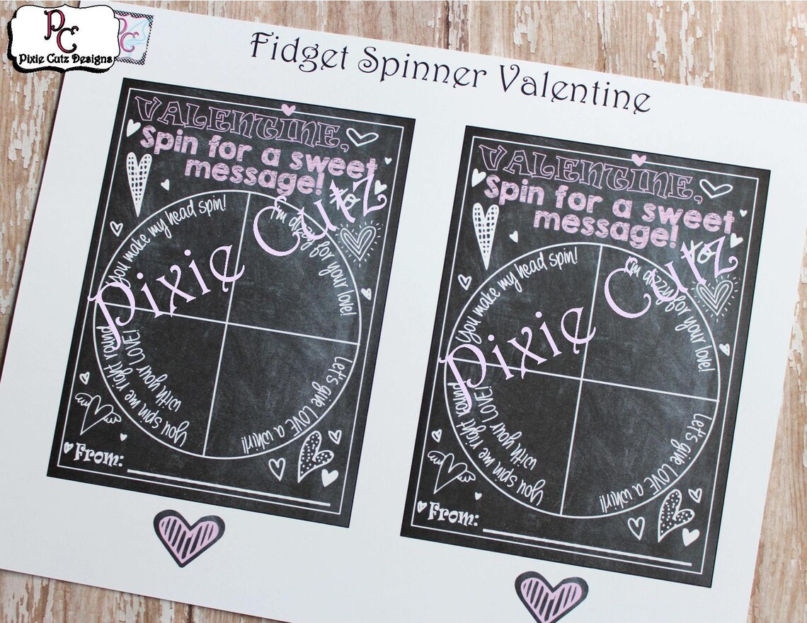 Fidget Spinner Valentine; Printable Valentine; Valentine Fidget Spinner ...