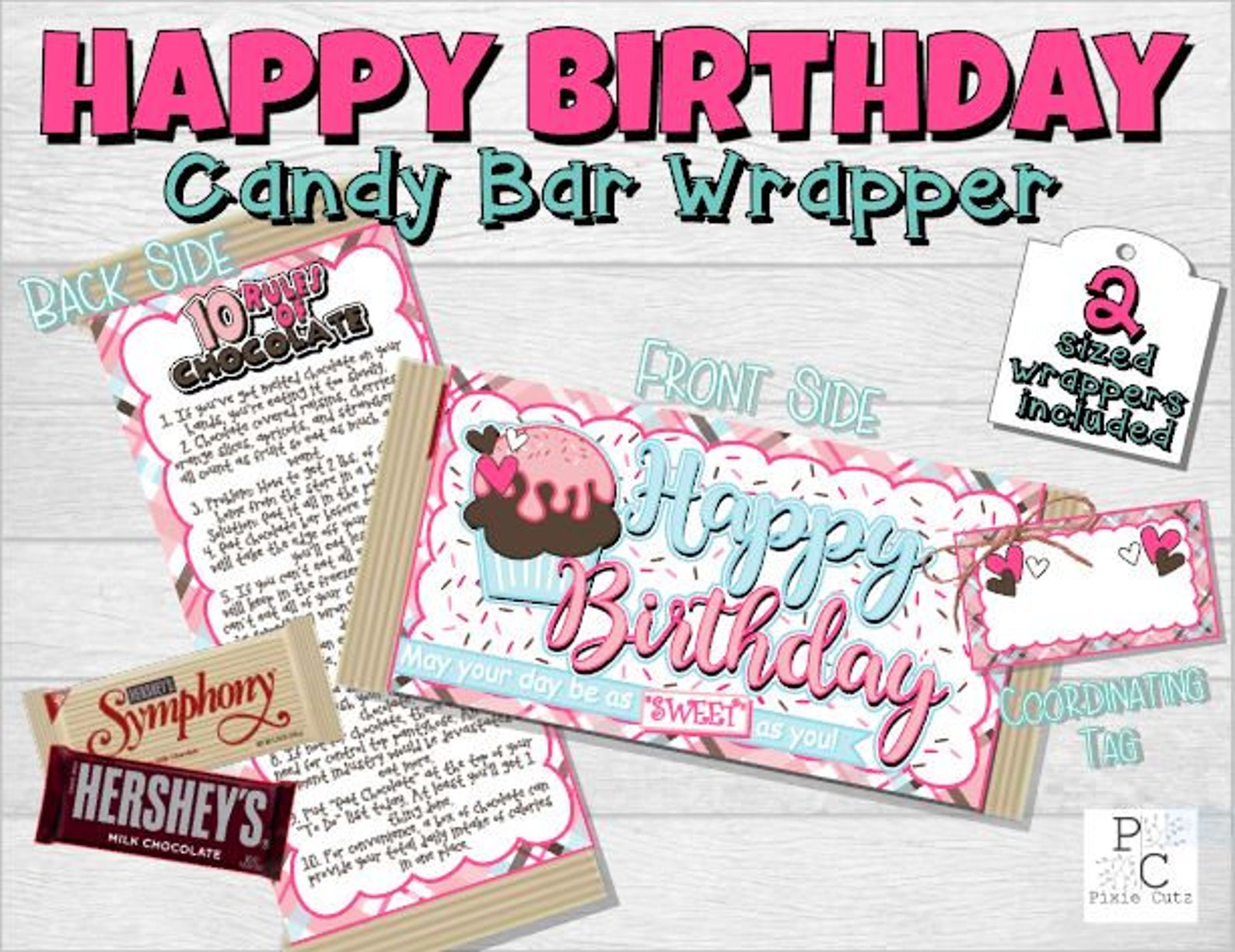 Happy Birthday Candy Bar Wrapper; Birthday Candy Bar Wrapper; Birthday ...