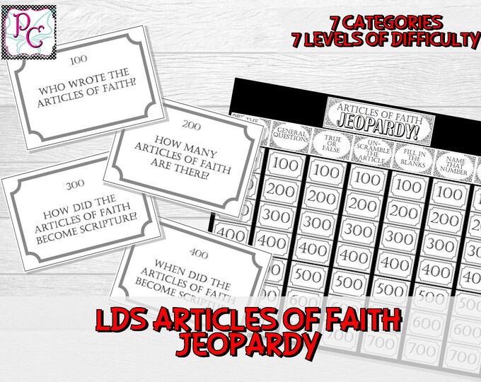 LDS Articles of Faith Jeopardy Game;jeopardy Game; Articles of Faith ...
