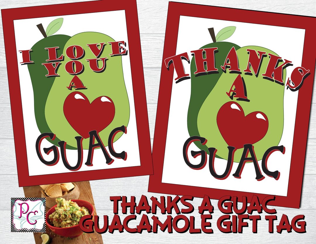 Thank You Tag; Thank You Gift Tag; General Gift Tag; Guacamole Gift Tag ...
