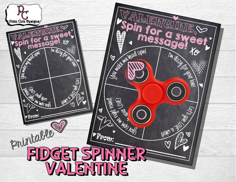 Fidget Spinner Valentine; Printable Valentine; Valentine Fidget Spinner ...