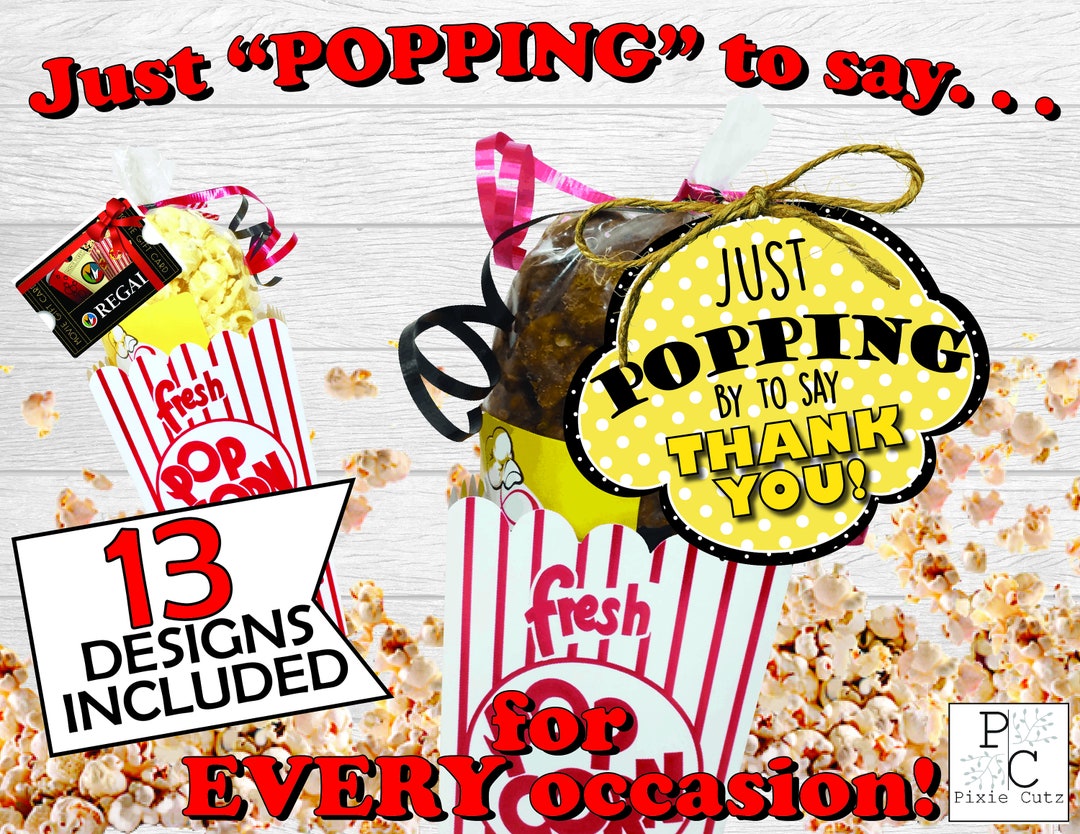Just Popping By; Popcorn Tag; Popcorn Gift Tag; Just Popping by Tag ...