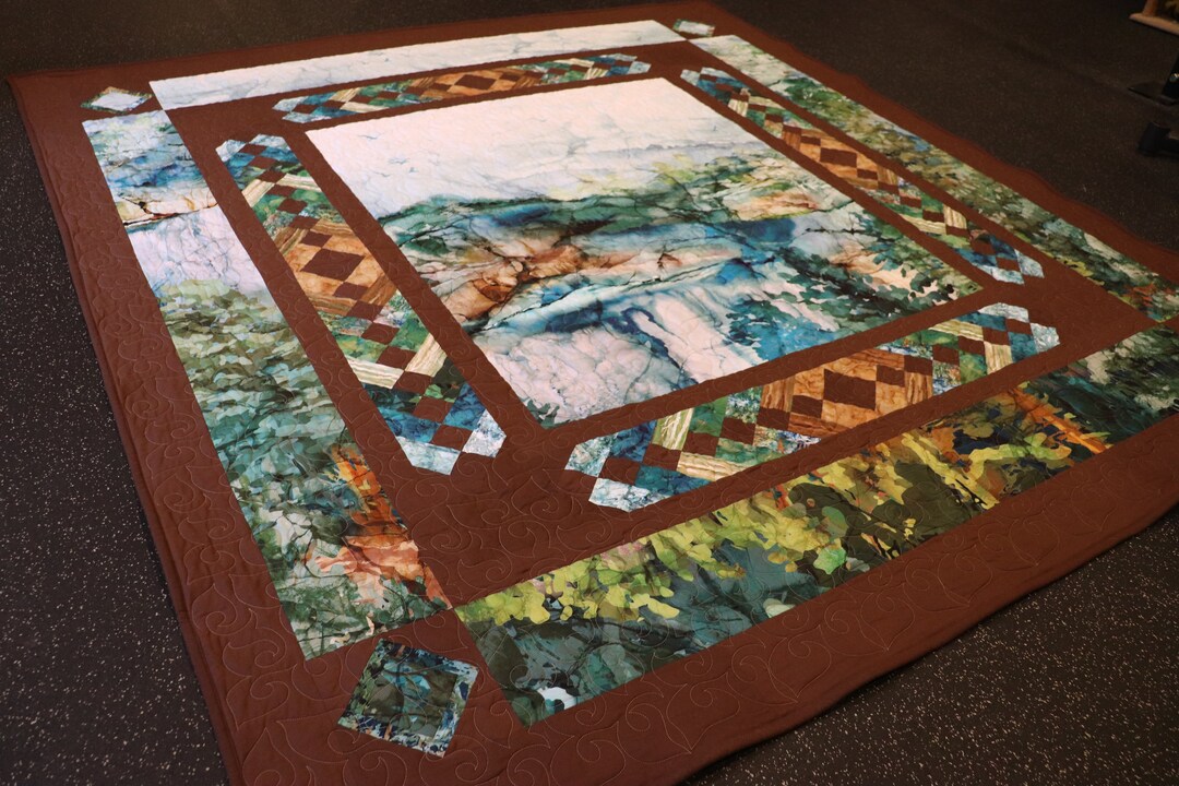 Cedarcrest Falls Braid Stunning, Watercolor-style Handmade Quilt, Queen ...