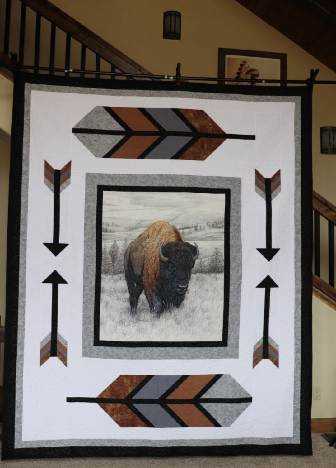 Native Bison Handmade Extra-long Queen Size Quilt - Etsy