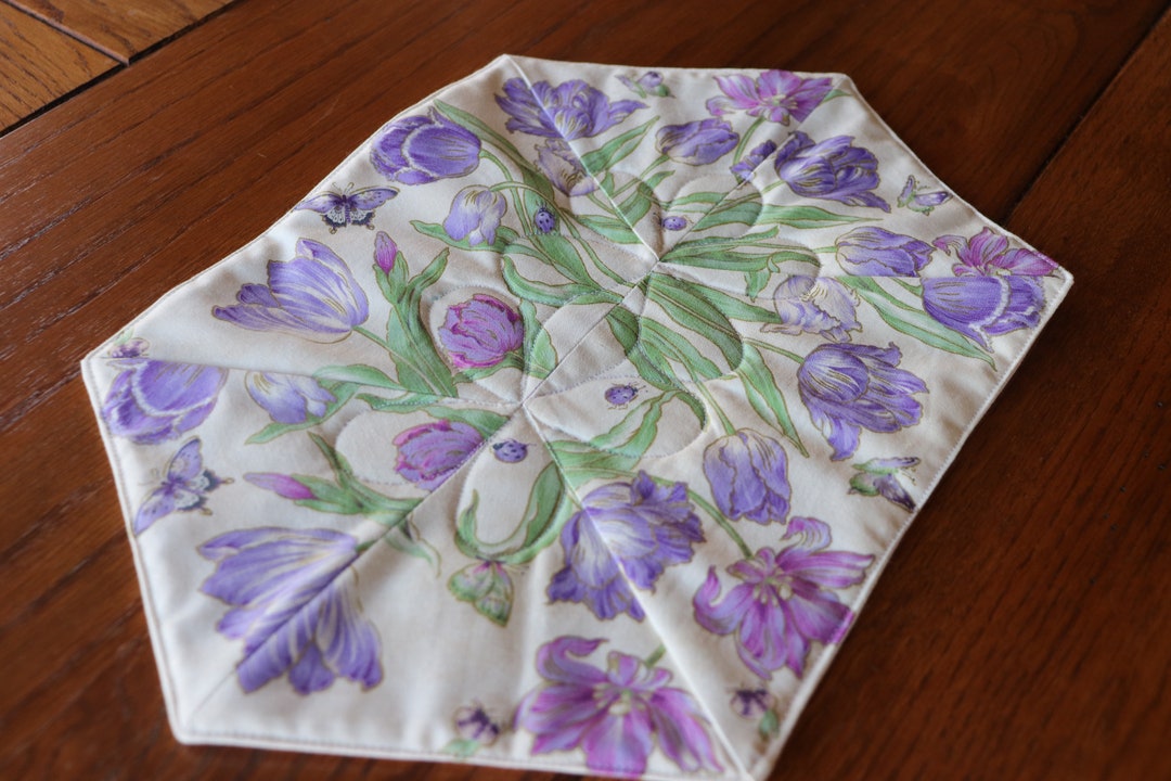 Lavender Tulips on Cream - Small Table Topper or Toilet Tank Topper ...