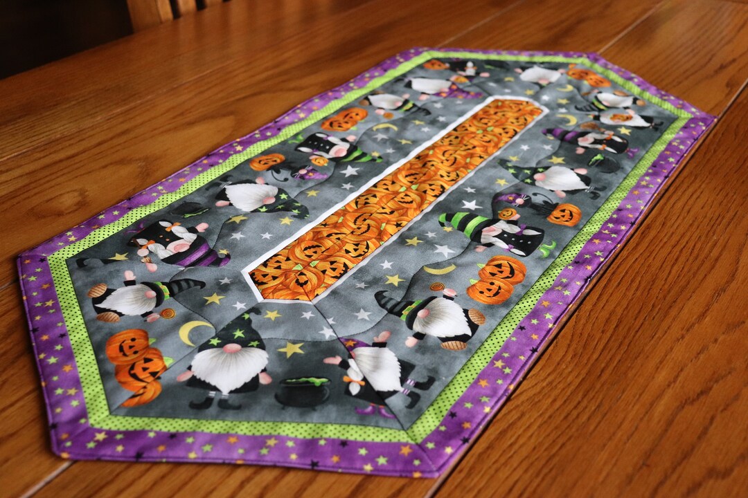 Halloween Gnome Wizards! Handmade, Oblong, Quilted Table Topper or ...