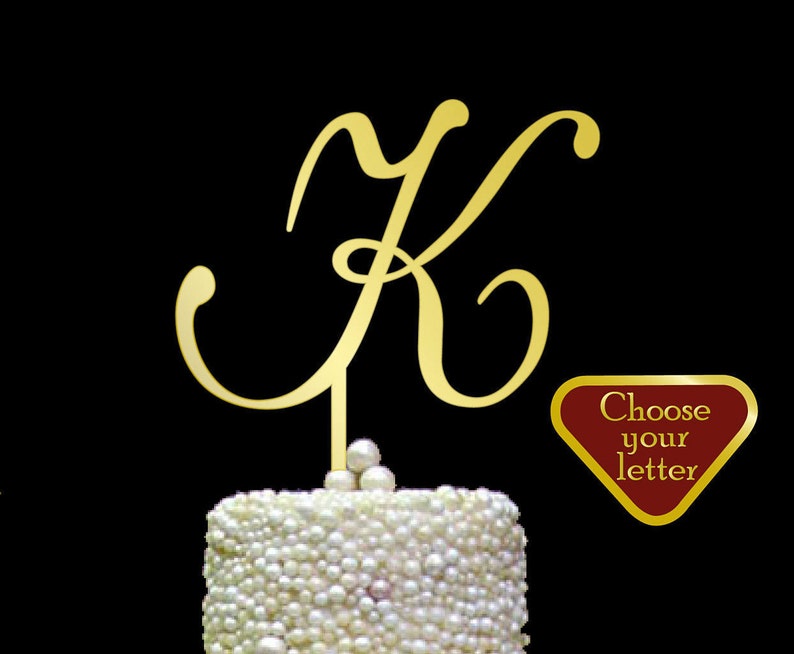 Letter K Cake Topper Gold K Cake Topper Single Letter - Etsy