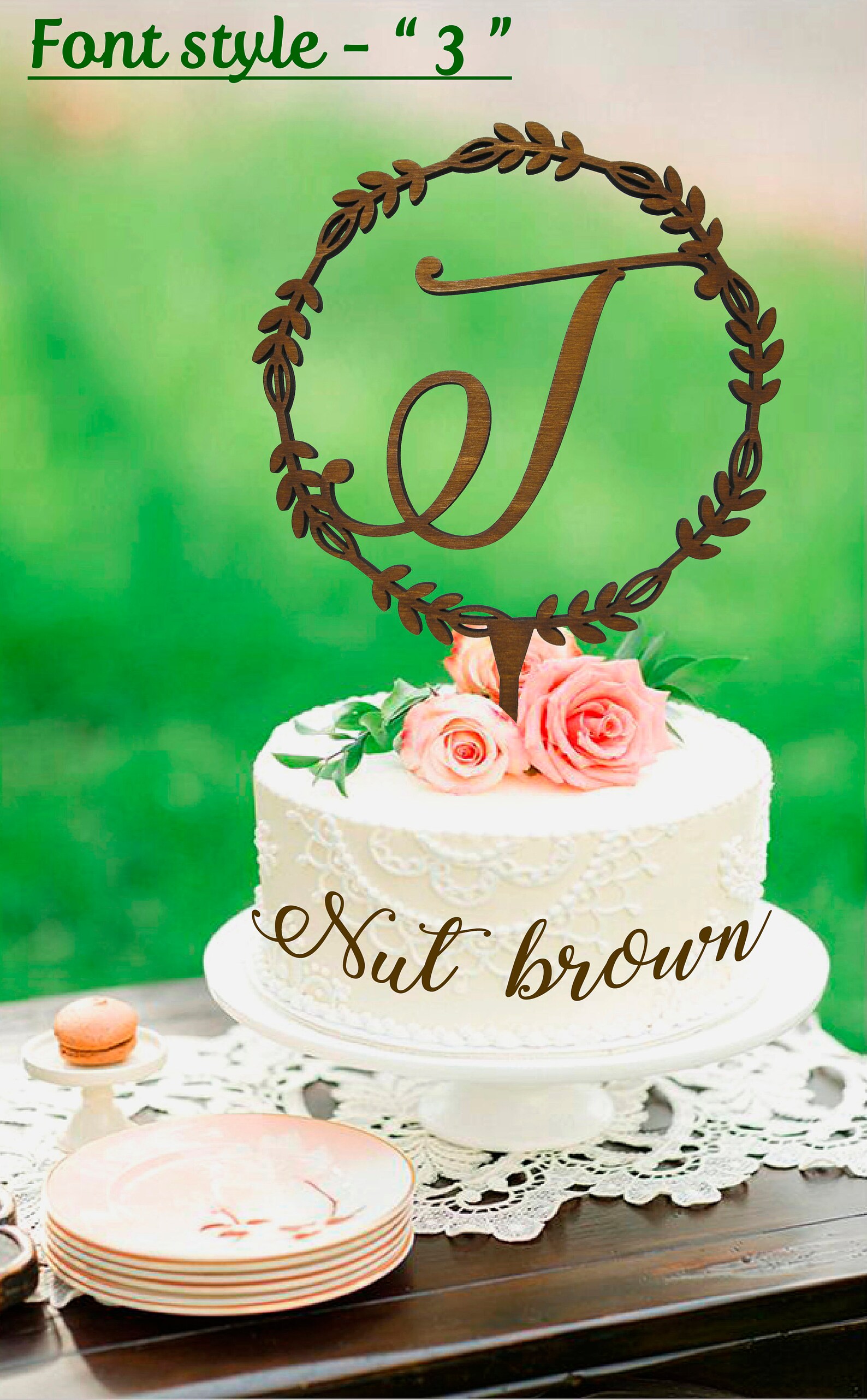 T Cake Topper for Wedding Wedding Cake Topper Wreath Cake - Etsy