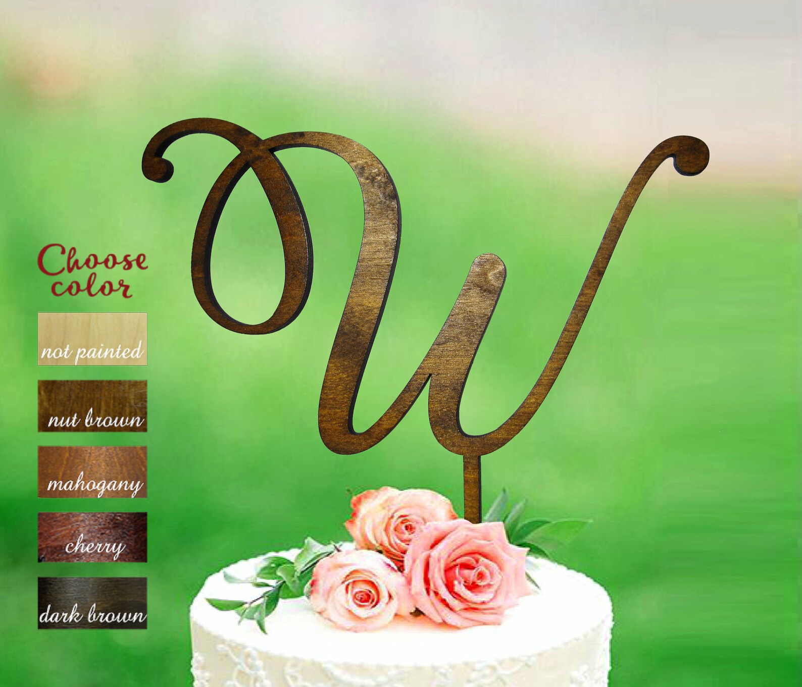 W Cake Topper Rustic Cake Toppers Custom Wedding Cake - Etsy