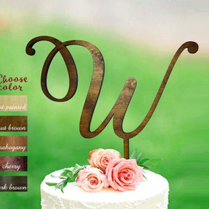 W Cake Topper, Rustic Cake Toppers, Custom Wedding Cake Toppers, Single ...