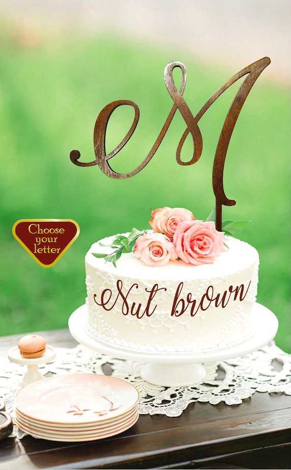 Paper & Party Supplies Party Décor Rustic Letter Cake Topper Monogram ...
