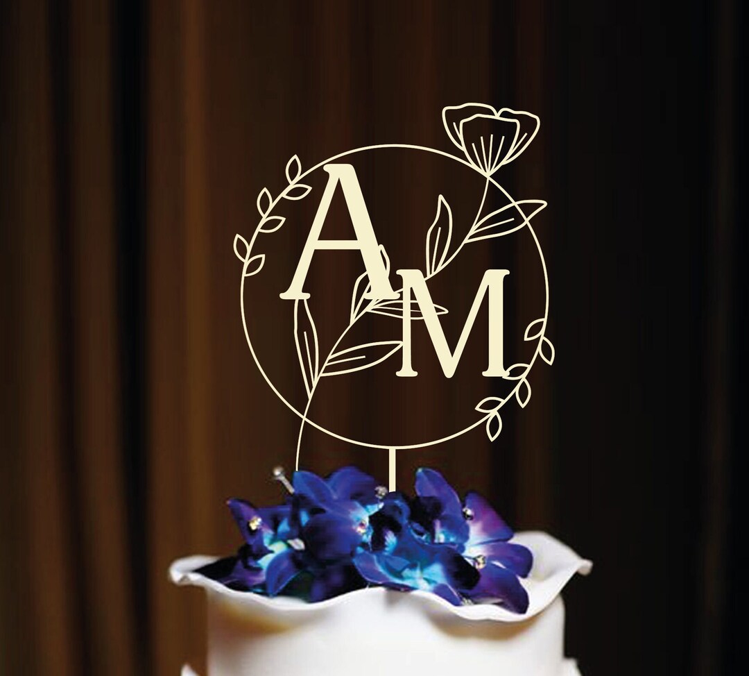 Wedding Cake Topper Personalized Custom Initials Cake Topper Flower Mr ...