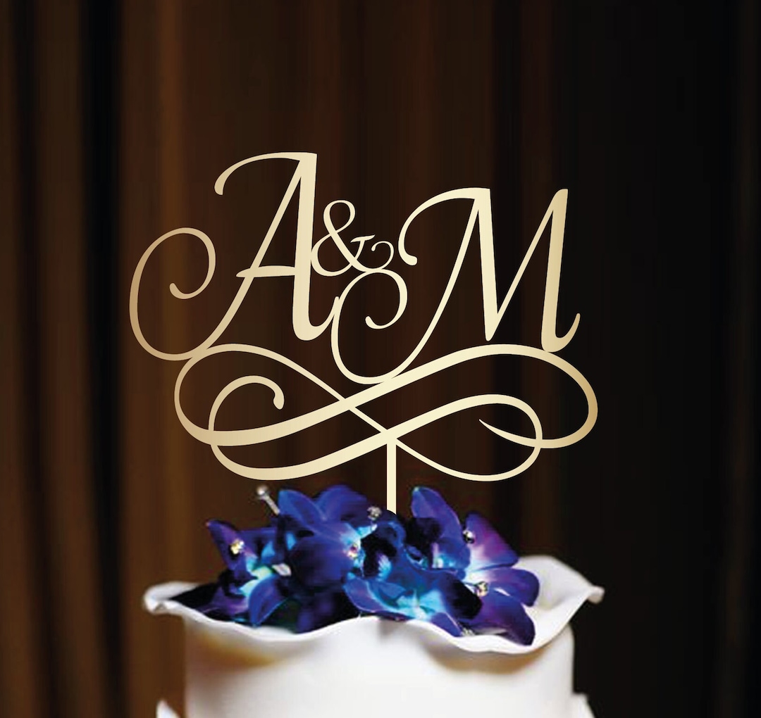 Gold Wedding Cake Topper Personalized Custom Initials Cake Topper Mr ...