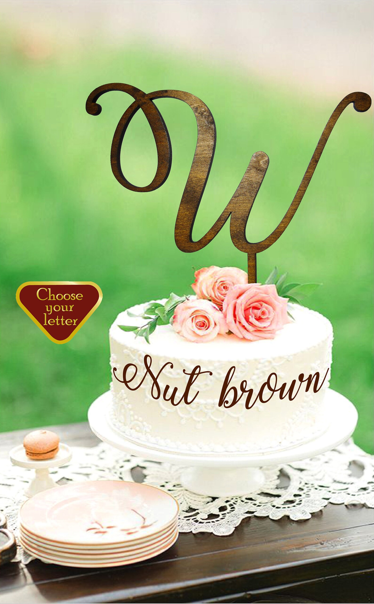 W Cake Topper Rustic Cake Toppers Custom Wedding Cake - Etsy