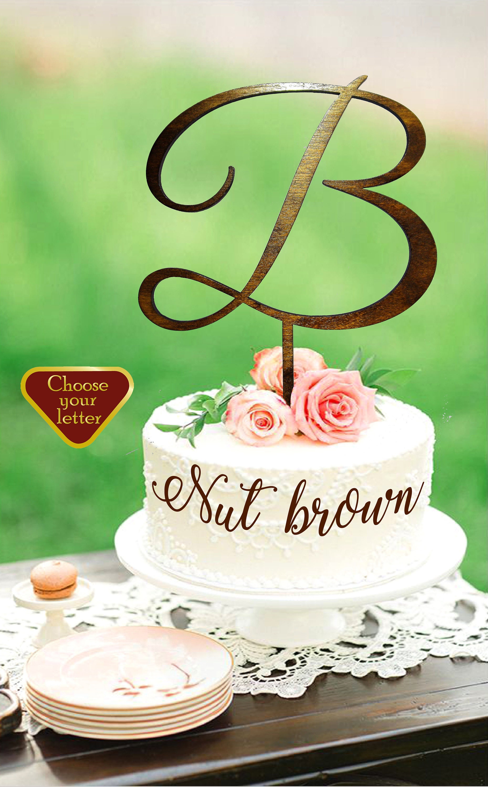 B Cake Topper Wood Initial Cake Topper Cake Topper Initial | Etsy