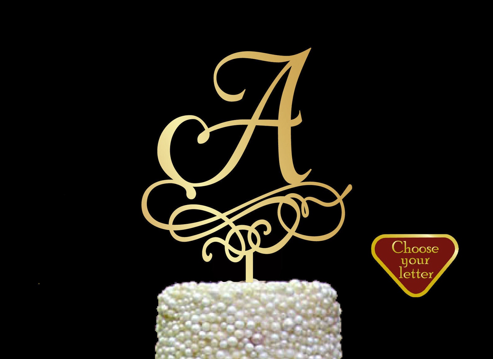 Letter A Cake Topper Wedding Cake Topper Gold Initial Cake - Etsy