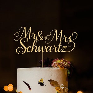 Wedding Cake Topper Mr and Mrs, Gold Cake Topper Wedding, Custom Cake ...